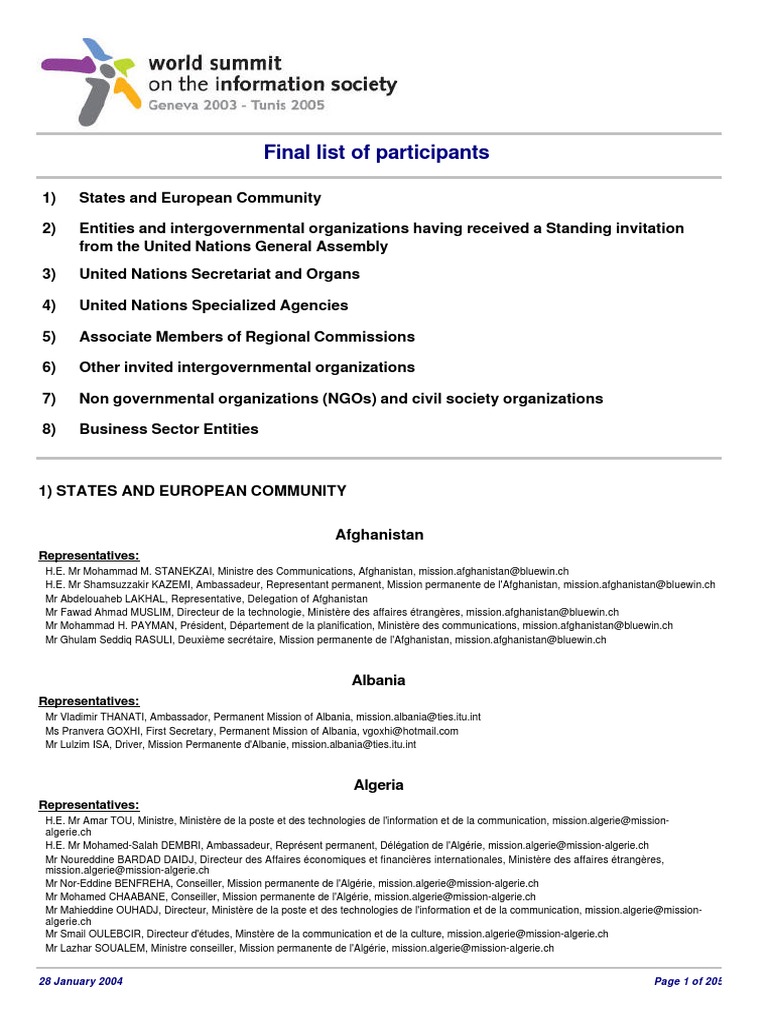 Summit Participants | PDF | Bolivie | Gouvernement