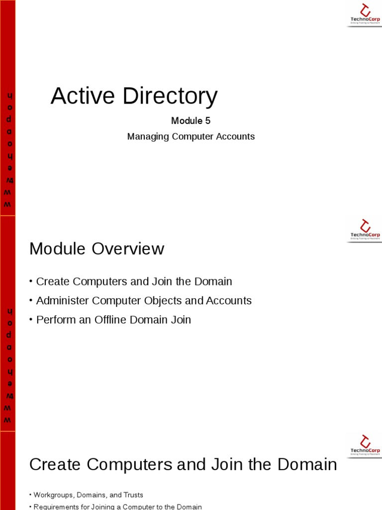 Active Directory: Managing Computer Accounts | PDF | Active Directory ...