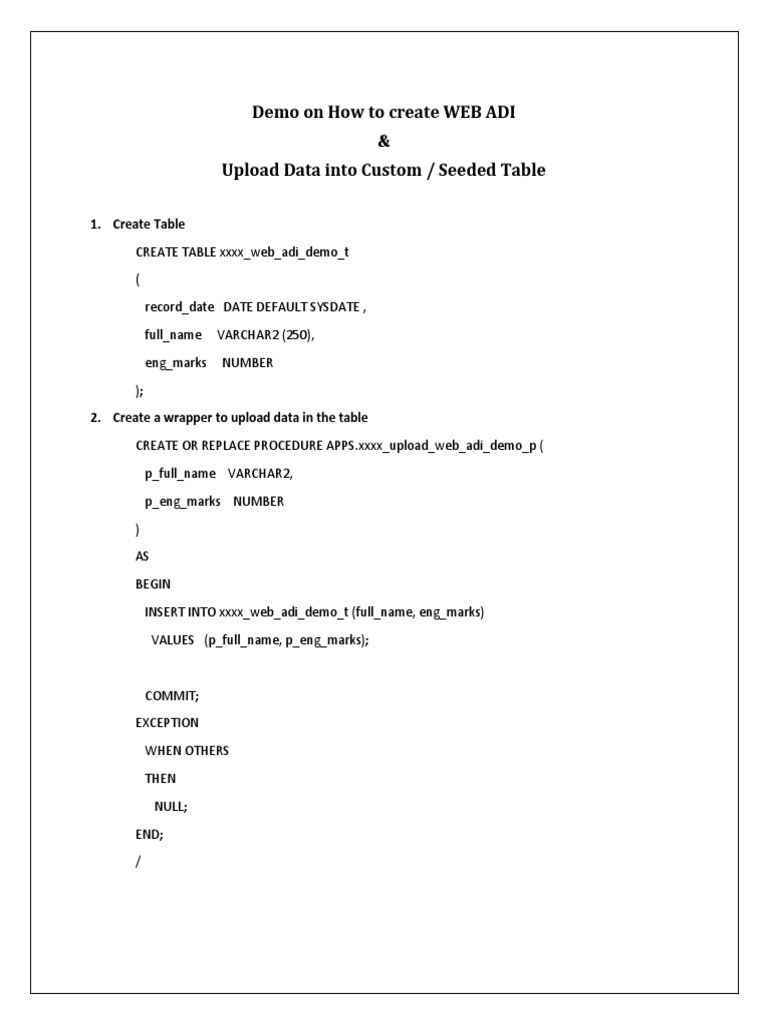 Demo On How To Create Web Adi Andupload Data Download Free Pdf Page Layout Application