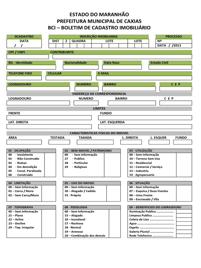 BCI - Modelo para Preencher | PDF | Lazer