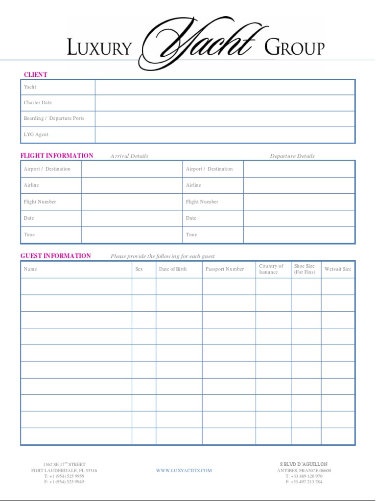 Charter Preference Sheet | PDF | Drink | Food And Drink