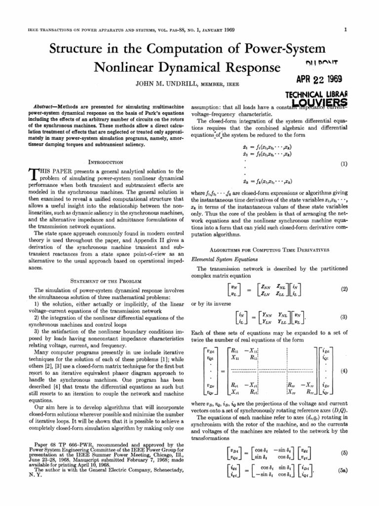 IEEE - Structure in The Computation of Power System Nonlinear Dynamical Response | PDF ...
