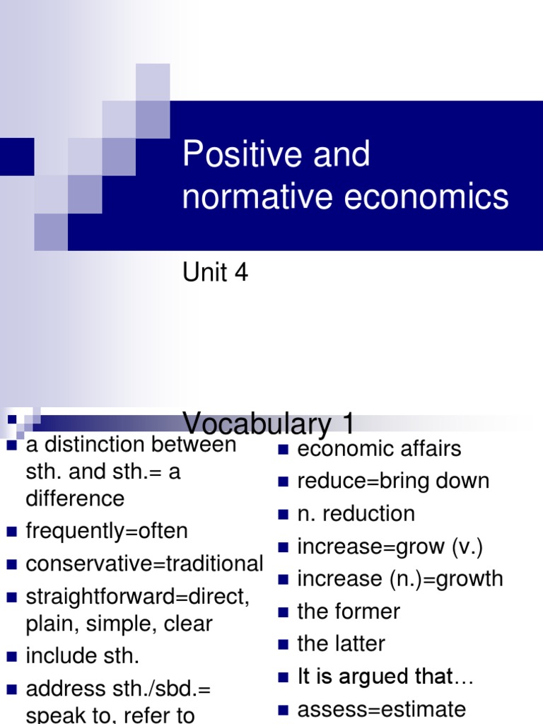 Positive and Normative Economics | PDF