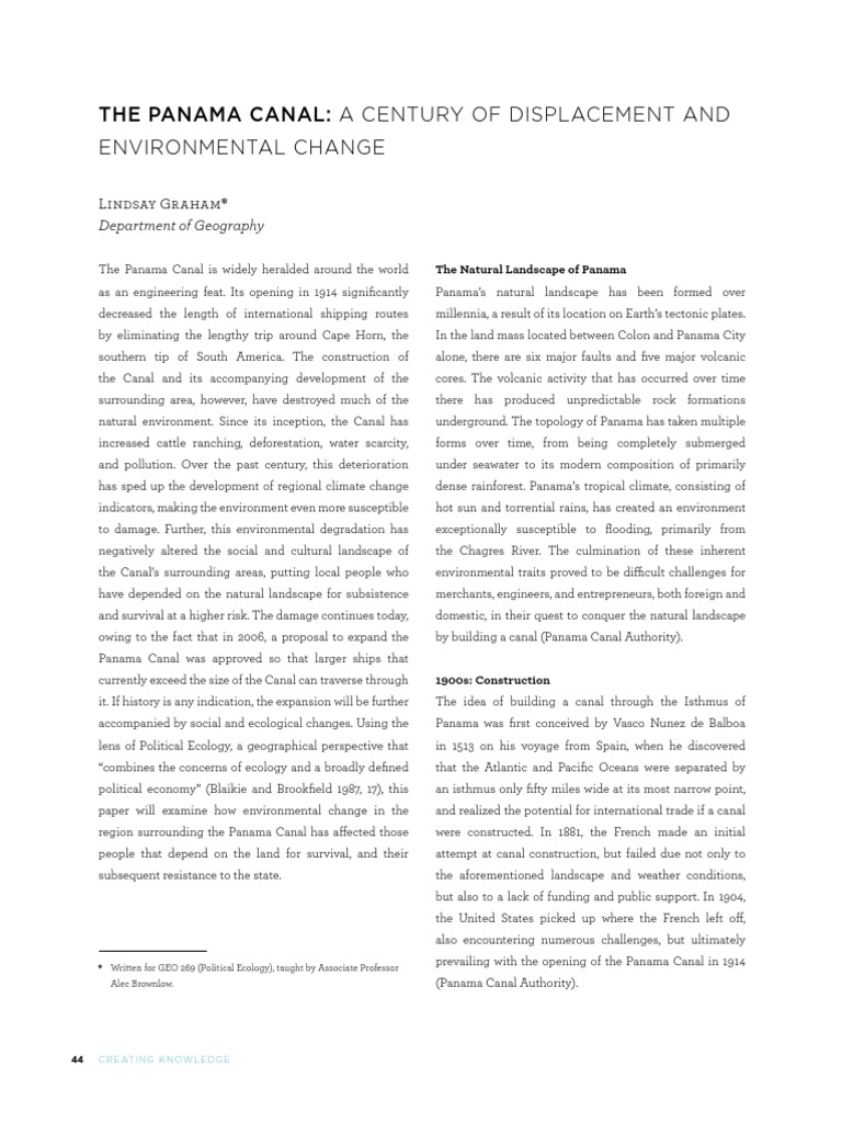 The Panama Canal: A Century of Displacement and Environmental Change ...