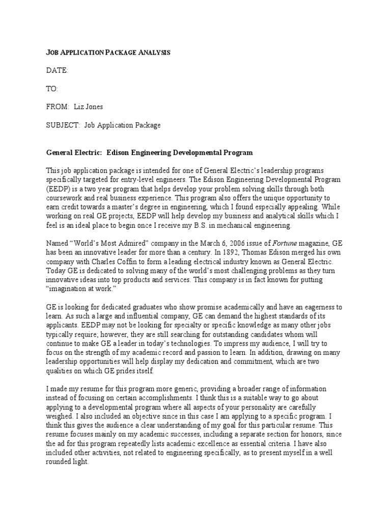 Job Packet Sample (Mechanical Engineering) | PDF | General Electric ...