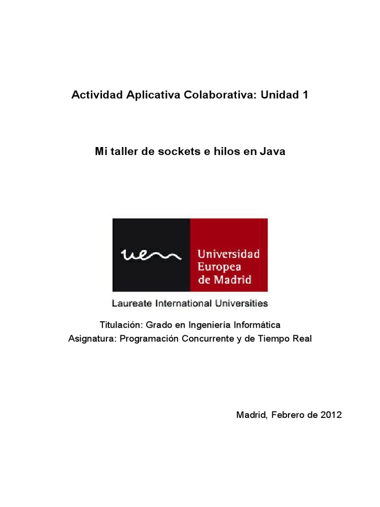 Mi Taller de Sockets e Hilos en Java | PDF | Hilo (Computación) | Java (lenguaje de programación)