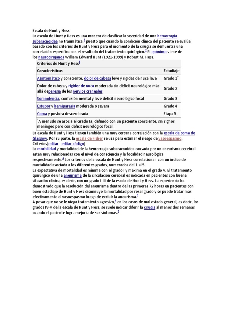 Escala de Hunt y Hess | PDF