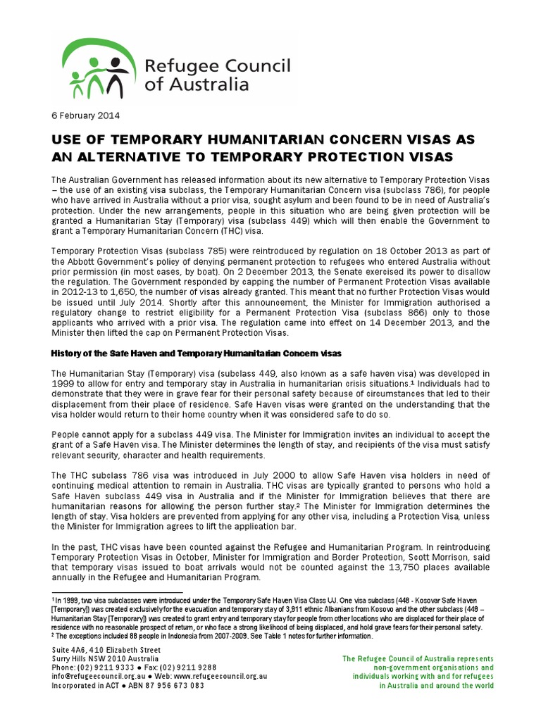 Use of Temporary Humanitarian Concern Visas As An Alternative To ...