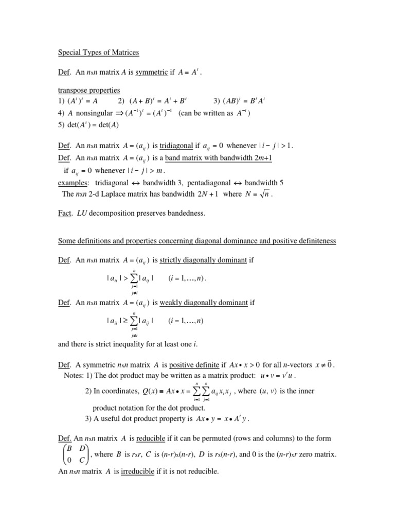 Special Matrices | PDF | Matrix (Mathematics) | Matrix Theory