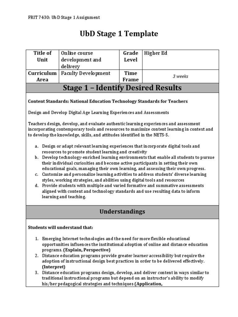 Instructional Design Plan - Online Course Development | PDF | Distance ...