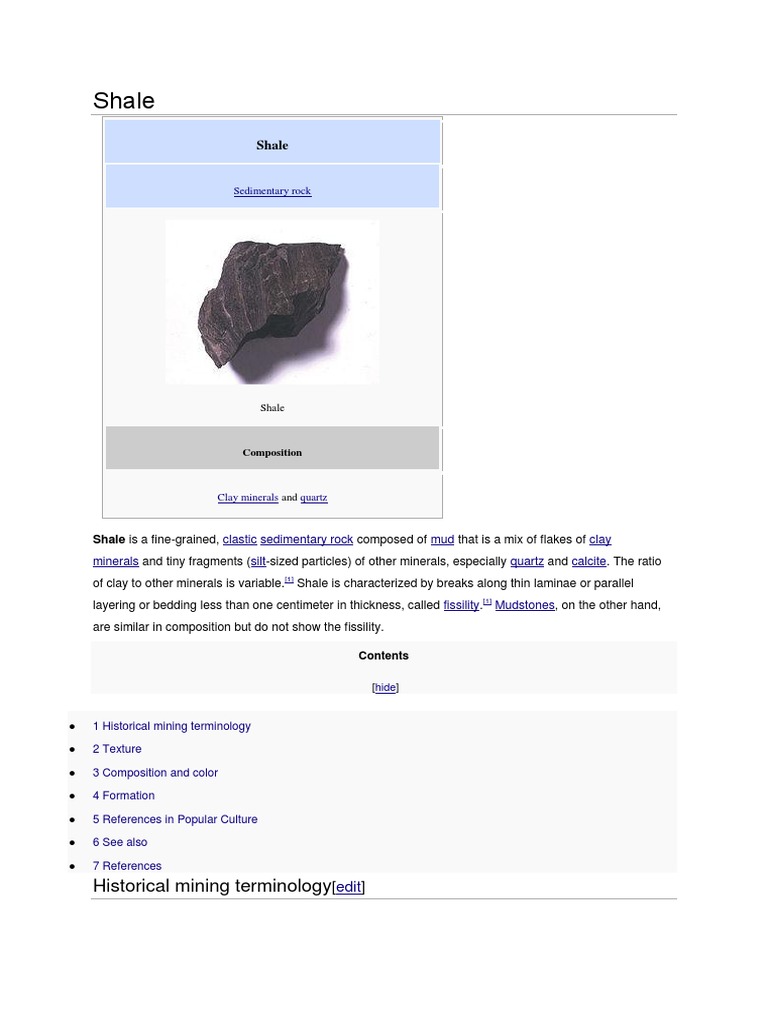 Shale: Historical Mining Terminology | PDF | Shale | Sedimentology