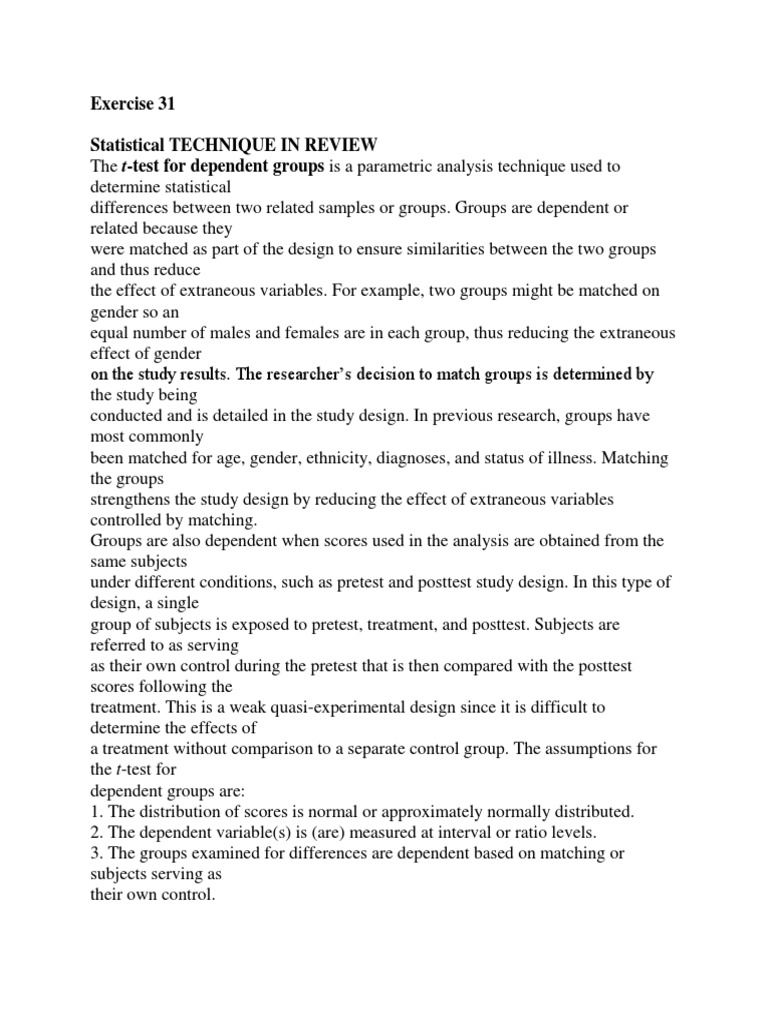 Exercise 31 Book Pages | PDF | Student's T Test | Body Mass Index