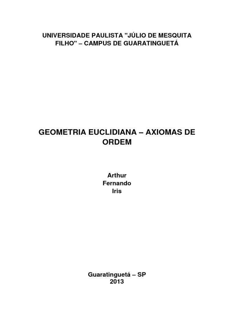 Axiomas de Ordem na Geometria Euclidiana | PDF | Axioma | Geometria Euclidiana