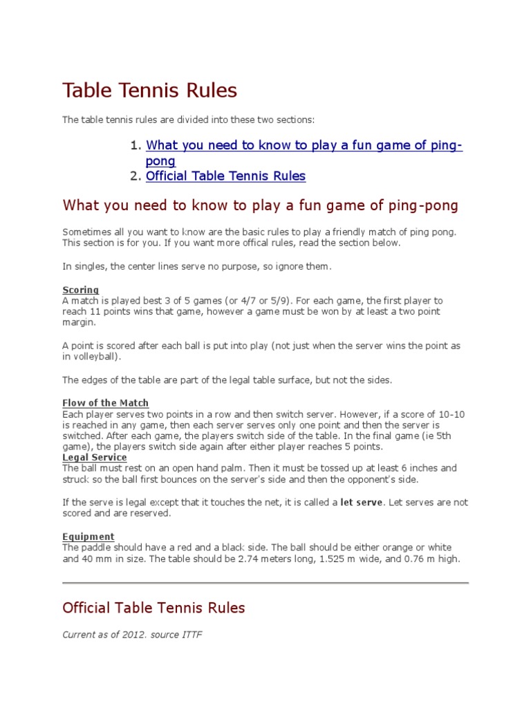 Table Tennis Rules: What You Need To Know To Play A Fun Game of Ping ...