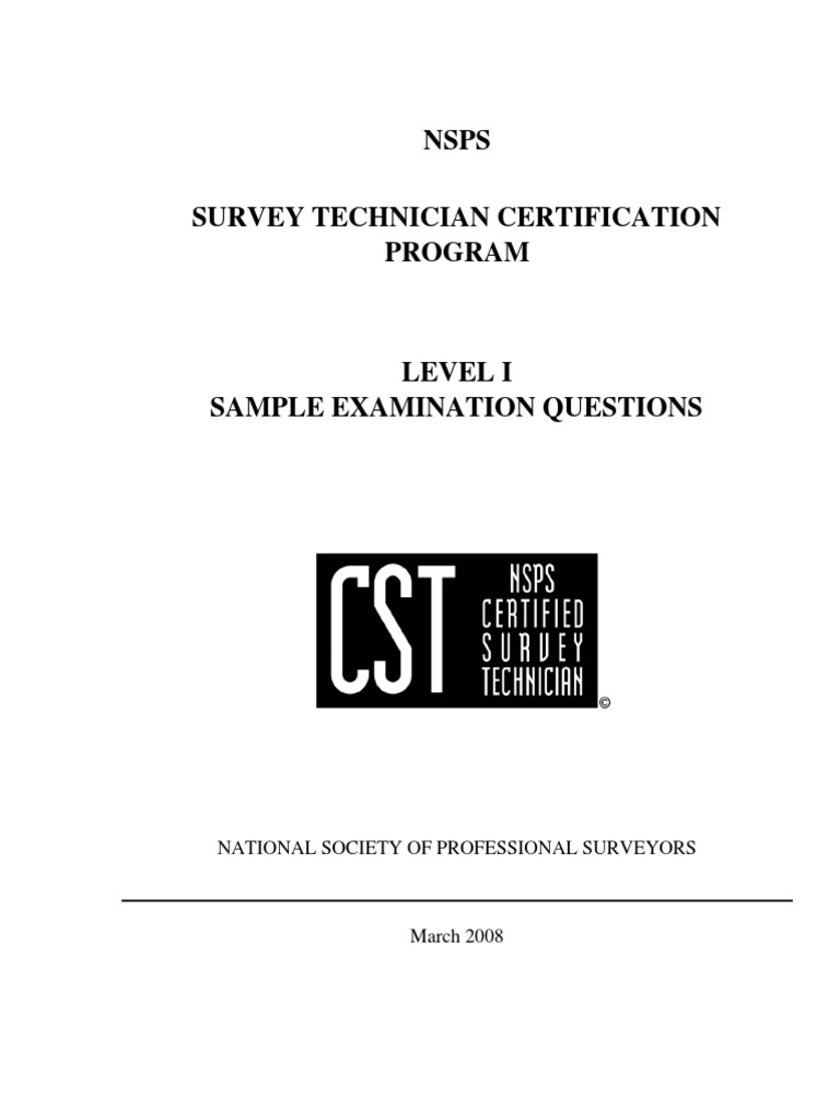 CST Level I Sample Exam Questions | PDF | Surveying | Test (Assessment)