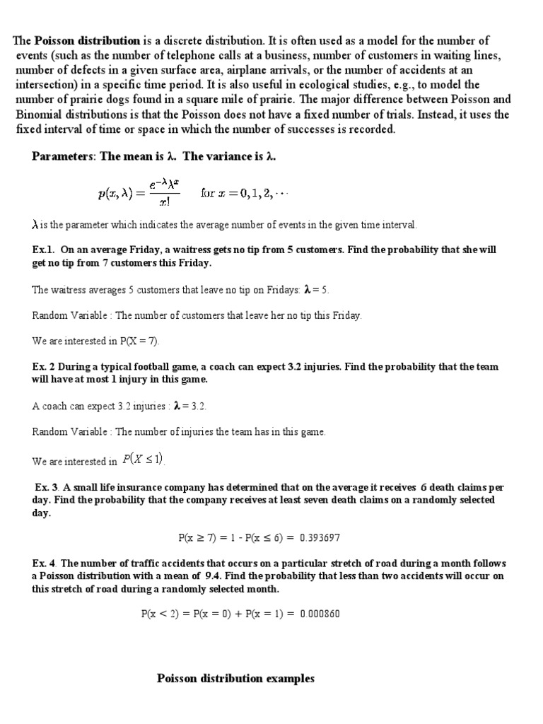 Poisson Distribution Examples | Download Free PDF | Poisson ...