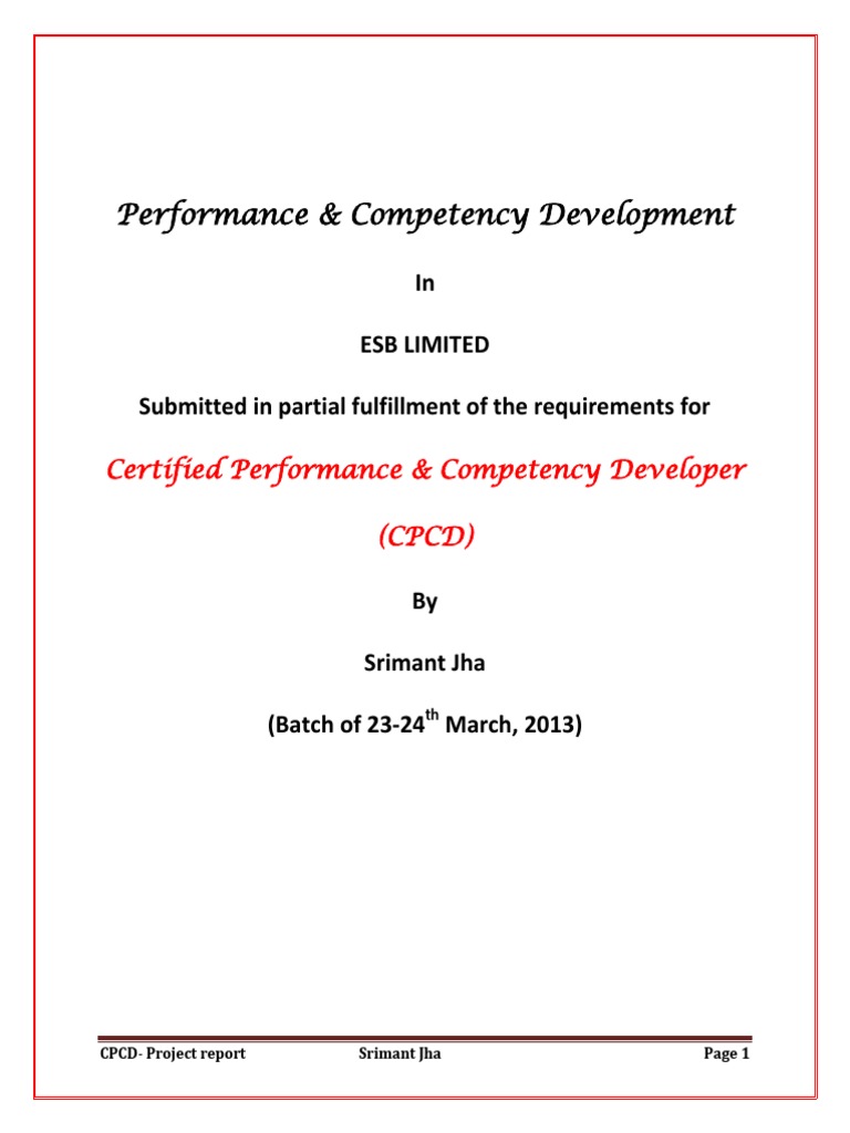 CPCD Project Report on ESB Limited | PDF | Competence (Human Resources) | Attitude (Psychology)
