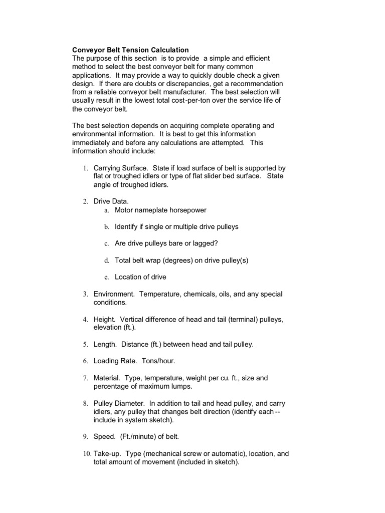 Belt Tension Calculation | PDF | Belt (Mechanical) | Horsepower