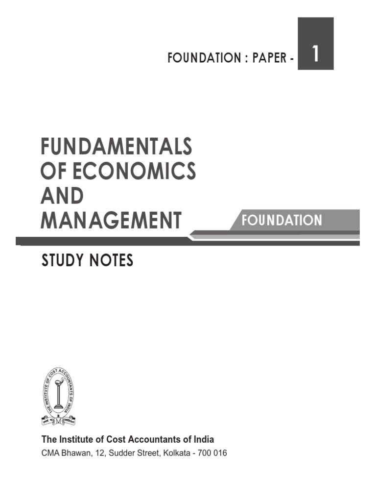 ICWAI Paper 1 Fundamentals of Economics and Management | PDF ...
