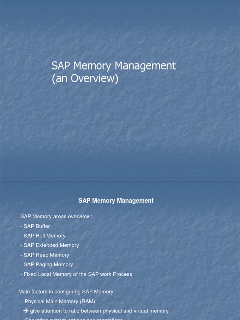 SAP Memory Management Overview | PDF | Operating System | Computer Data Storage