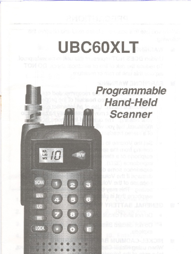 UBC60XLT Scanner Operating Guide | PDF | Headphones | Radio