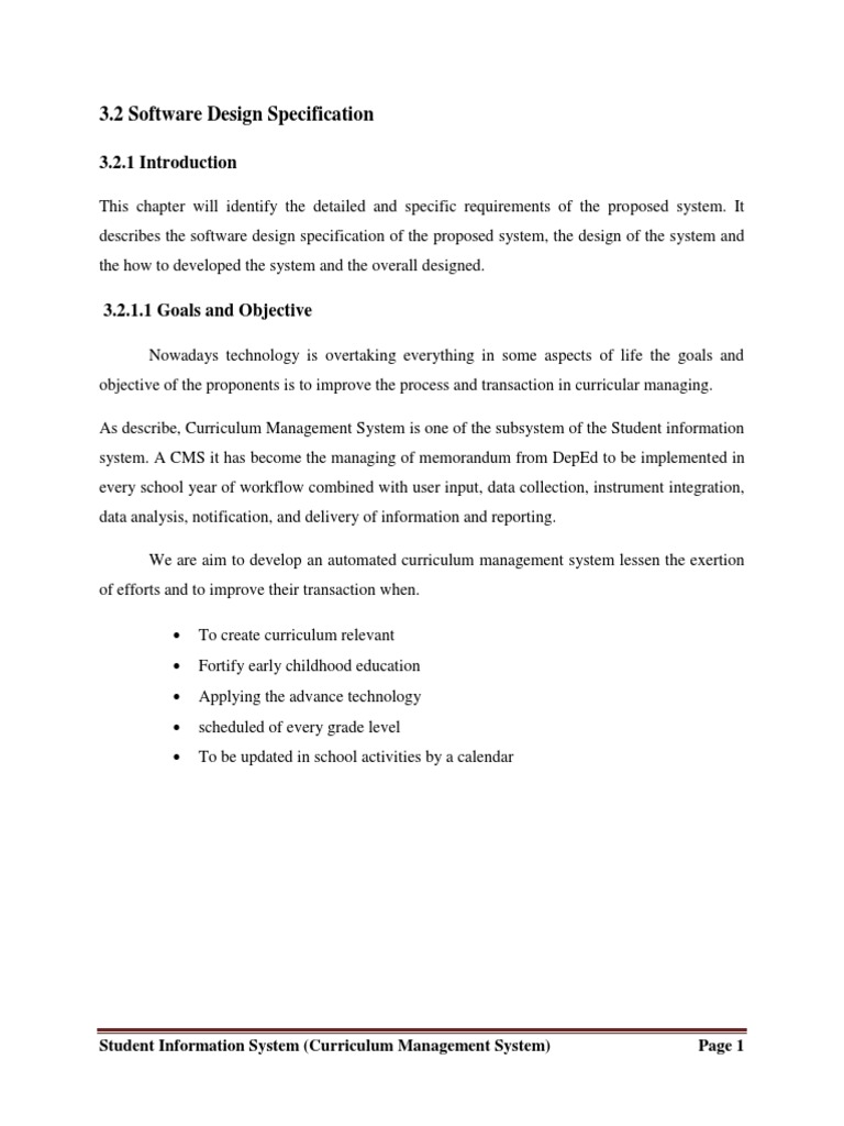 3.2 Software Design Specification: Student Information System ...