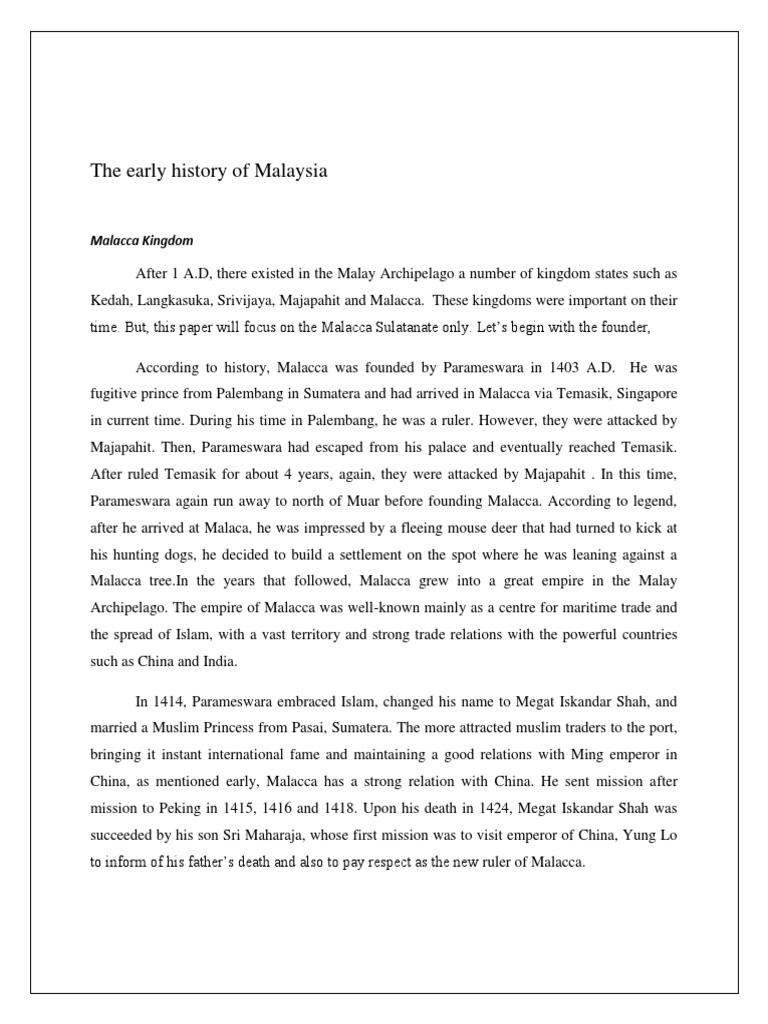 The Early History of Malaysia | PDF | Strait Of Malacca | Malaysia