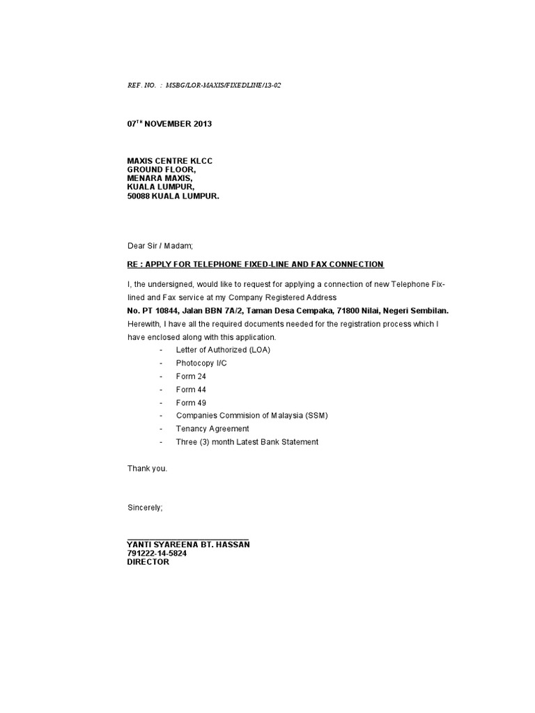 Maxis Letter of Request | PDF | Telecommunications