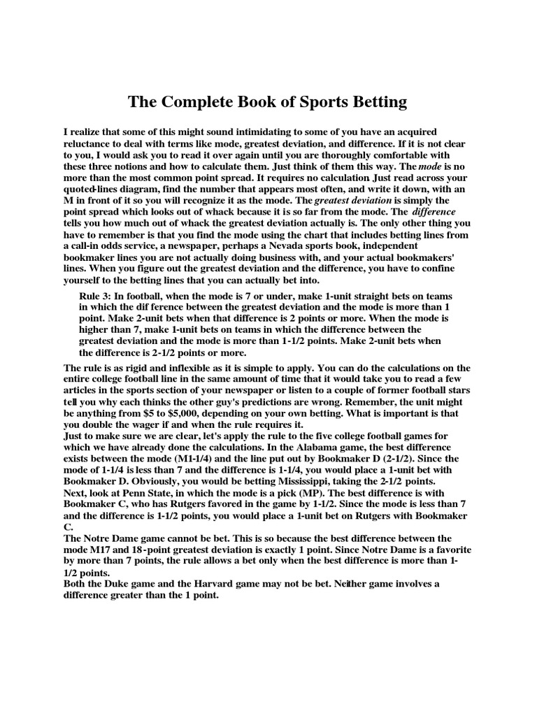 The Complete Book of Sports Betting | PDF | Odds | Gambling