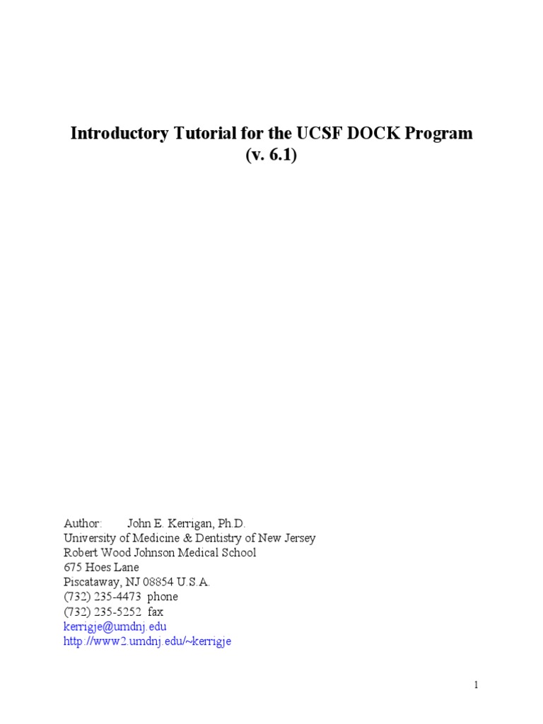 DOCK6.1 Tutorial | PDF | Docking (Molecular) | Protein Data Bank