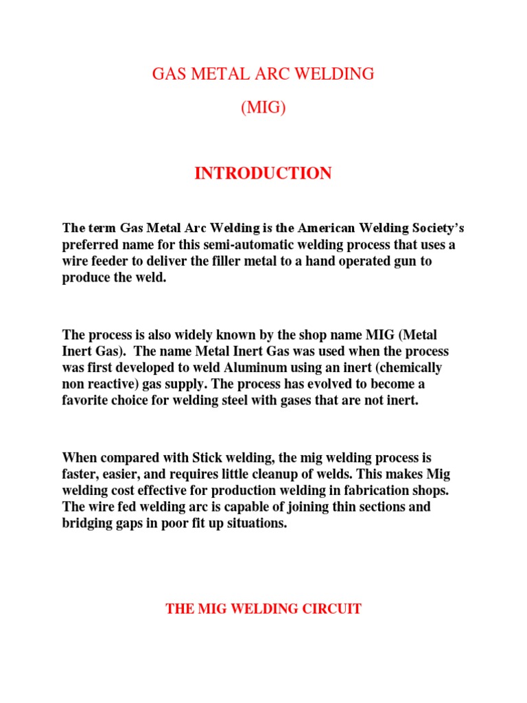 Gas Metal Arc Welding | PDF | Welding | Construction