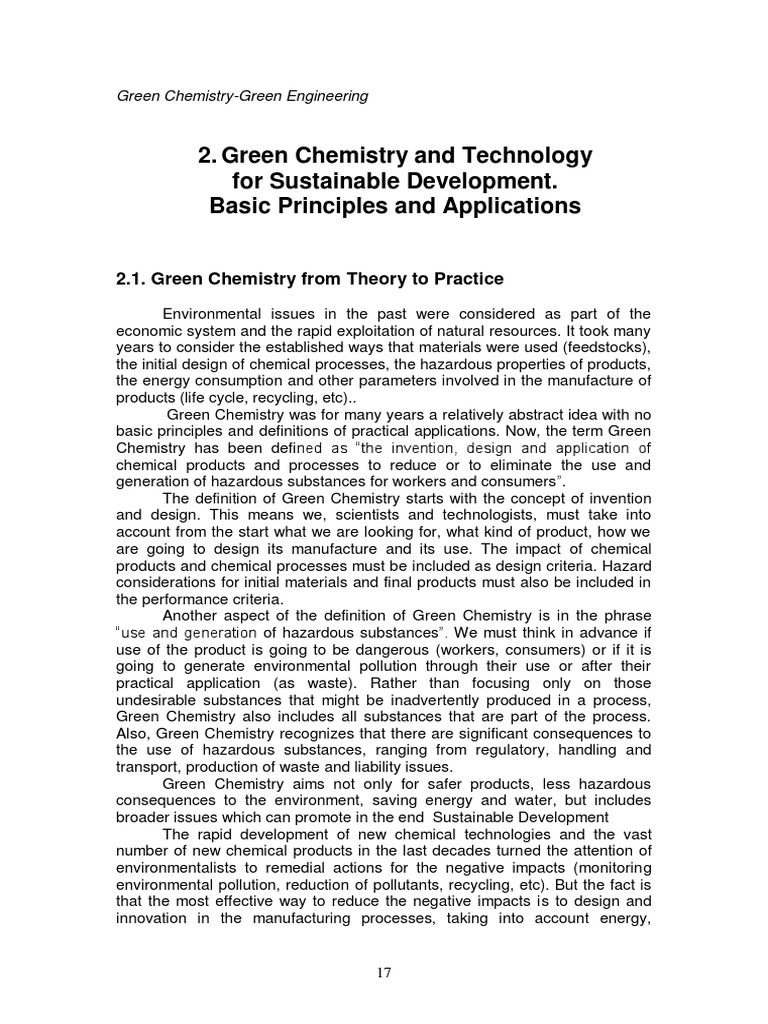 Green Chemistry PDF 2 Introduction 2012 | PDF | Green Chemistry | Chemistry