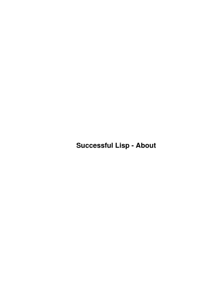 Successful Lisp How To Understand and Use Common Lisp | PDF