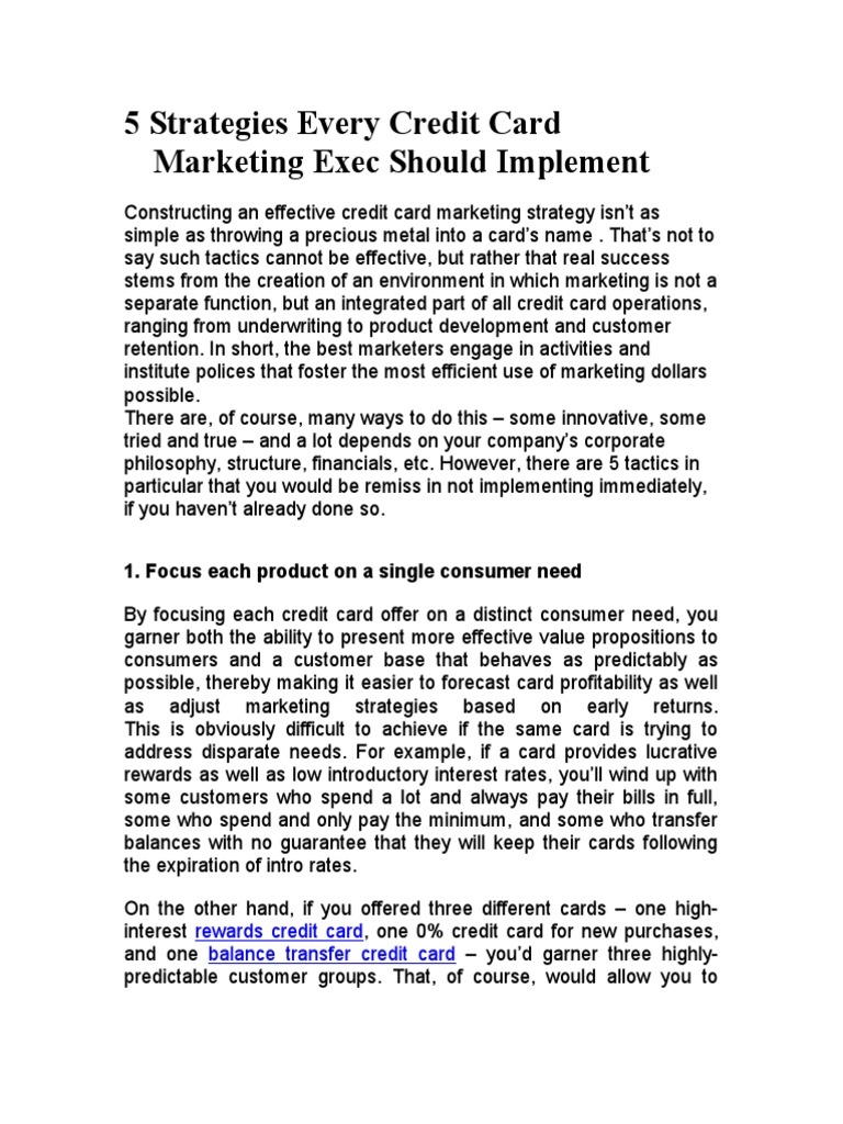 5 Strategies Every Credit Card Marketing Exec Should Implement | PDF ...