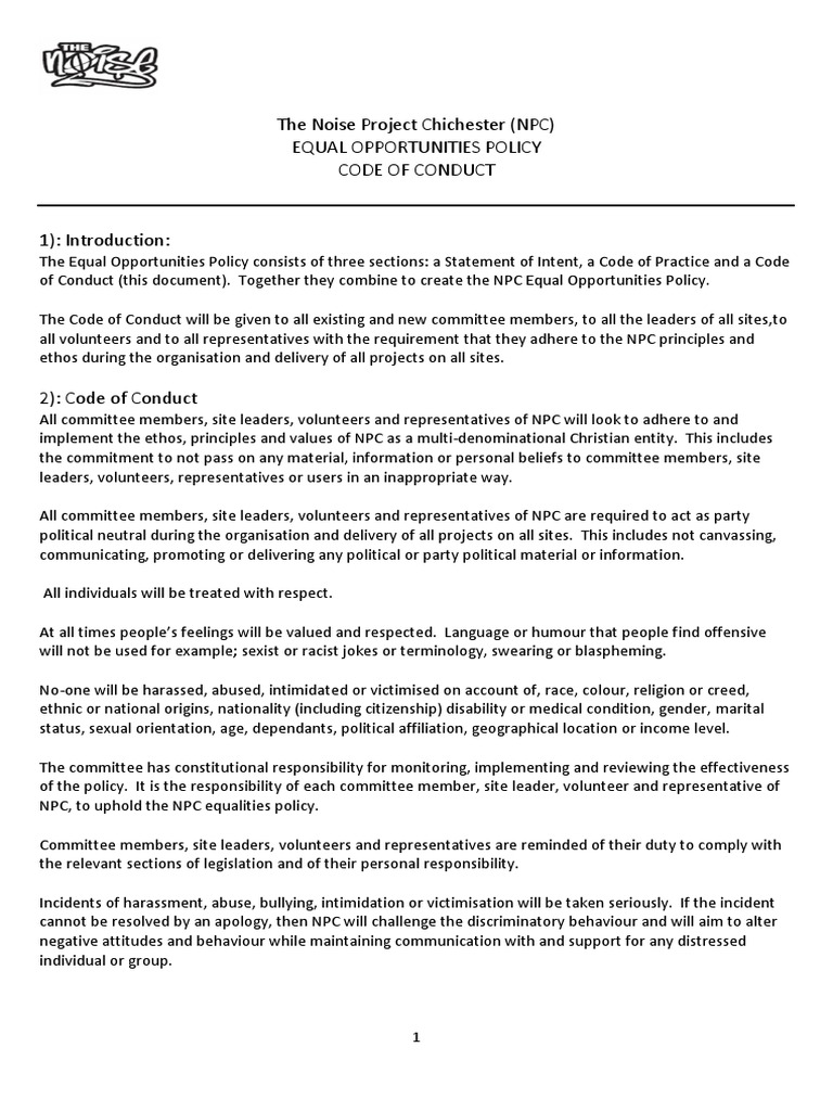NPC Code of Conduct | PDF | Harassment | Rights