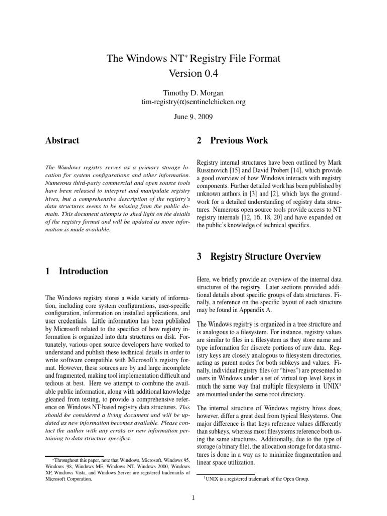 The Windows NT Registry File Format | PDF | Windows Registry | Pointer ...