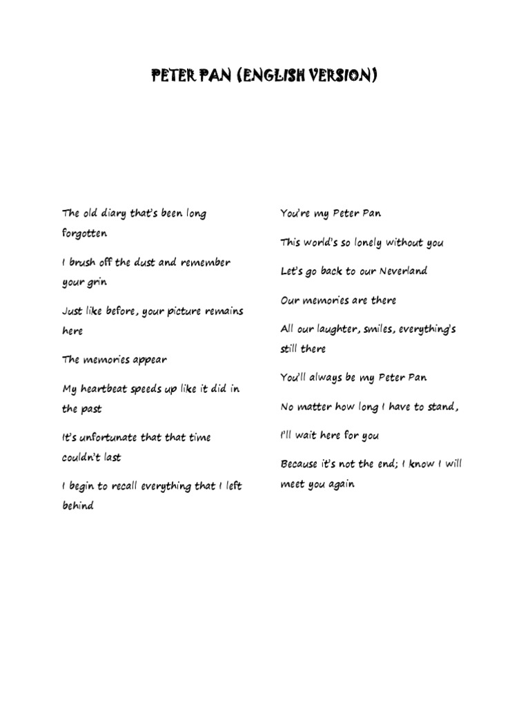 Peter Pan (English Version) | PDF