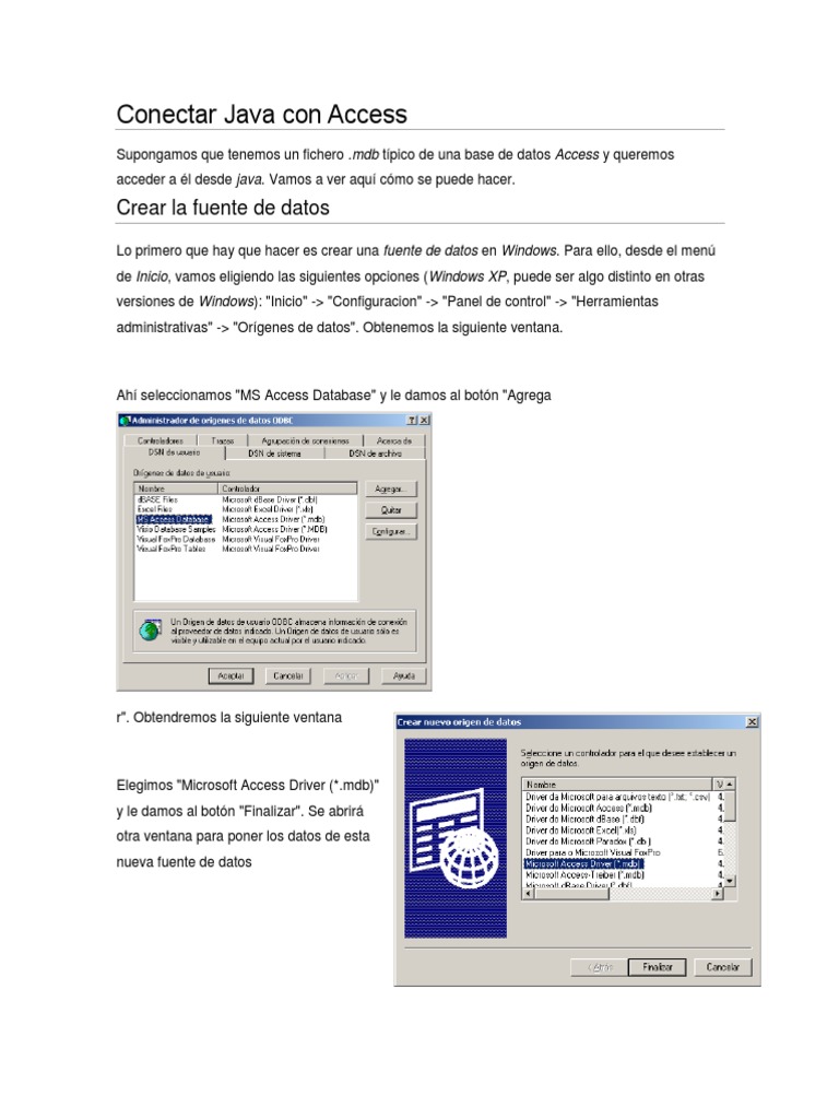 Conectar Java Con Access | Descargar gratis PDF | Java (lenguaje de programación) | Ventana ...