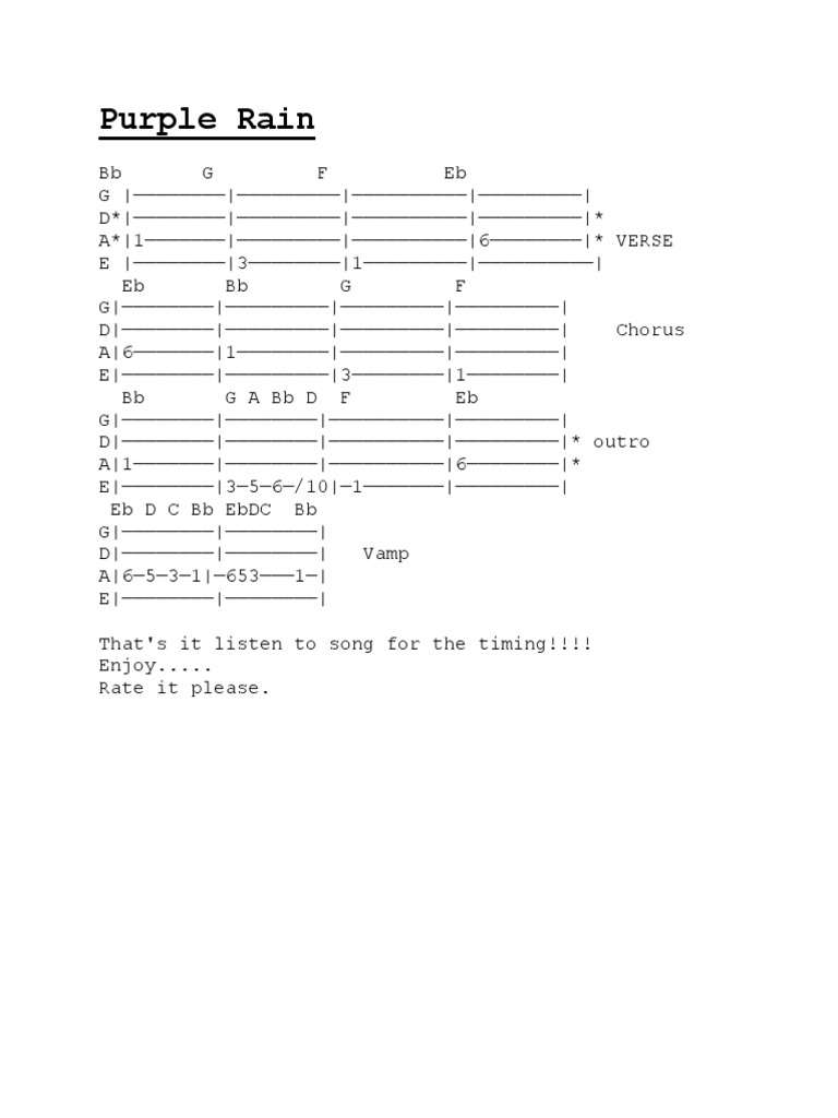 Purple Rain Guitar Chords