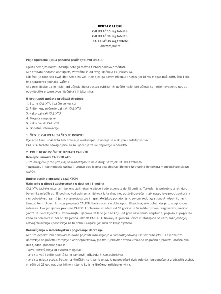 CALIXTA® 15 MG Tablete | PDF