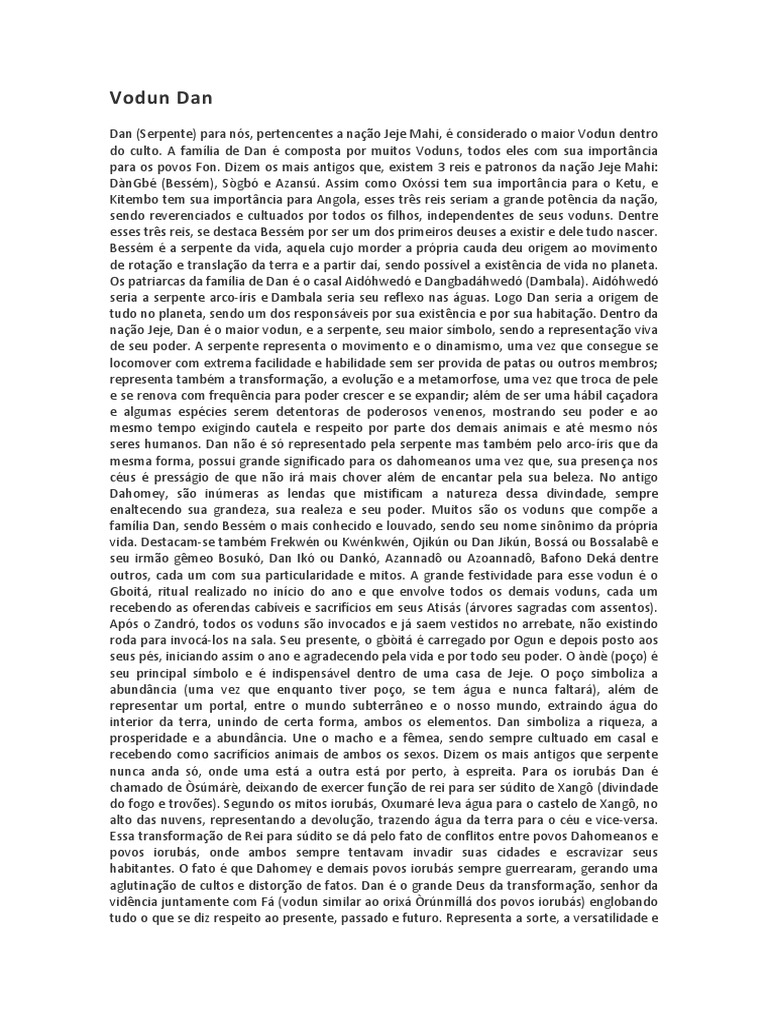 Vodun Dan | PDF | Serpente | Religião e crença