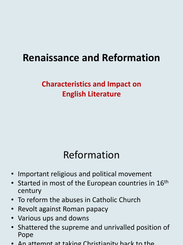 Renaissance and Reformation | PDF | Protestant Reformation | English ...
