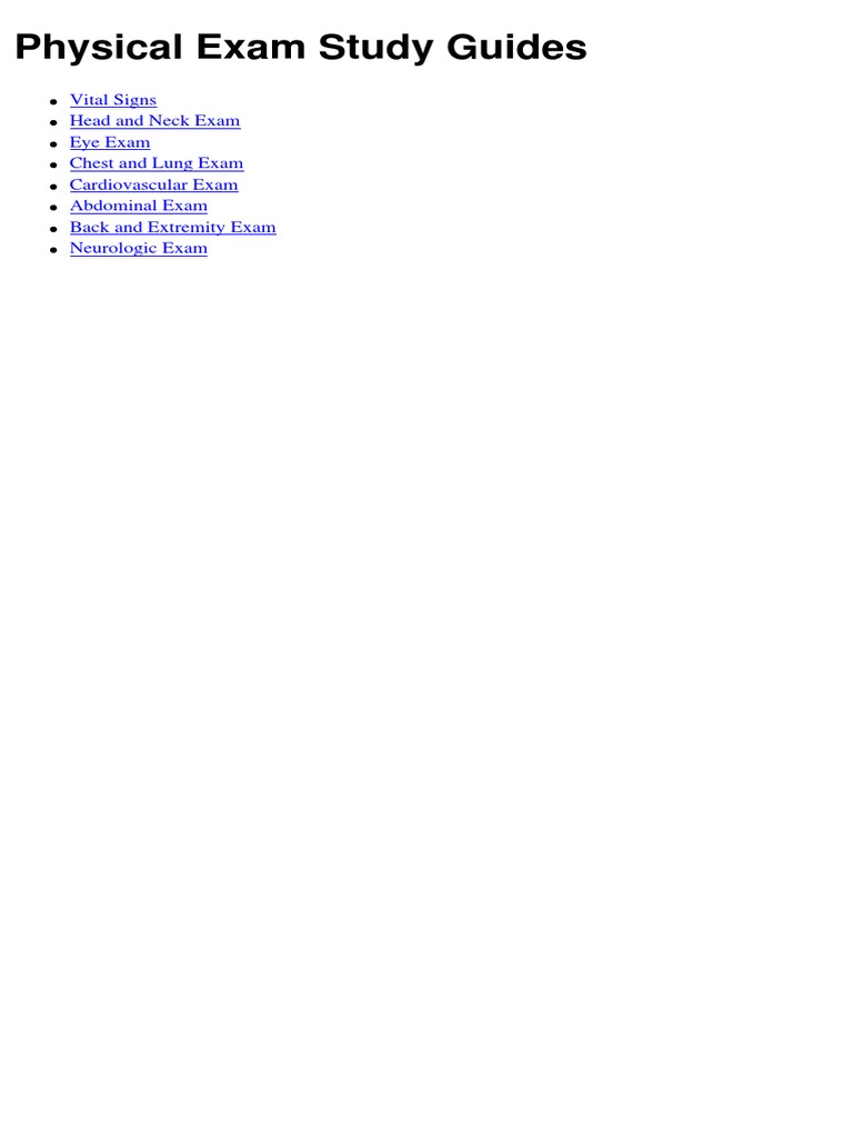 Physical Assessment Exam Study Guides | PDF