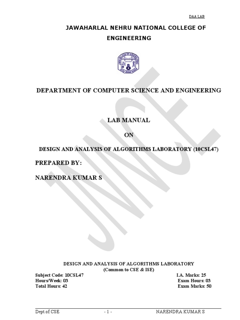 DAA Lab Manual VTU | PDF | Discrete Mathematics | Computational Problems DAA Lab Manual VTU | PDF | Discrete Mathematics | Computational Problems