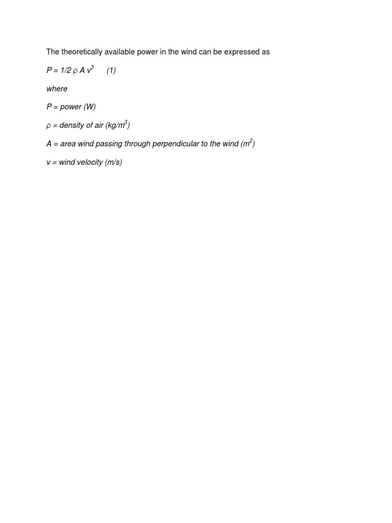 Wind Power Density Equation Explained | PDF