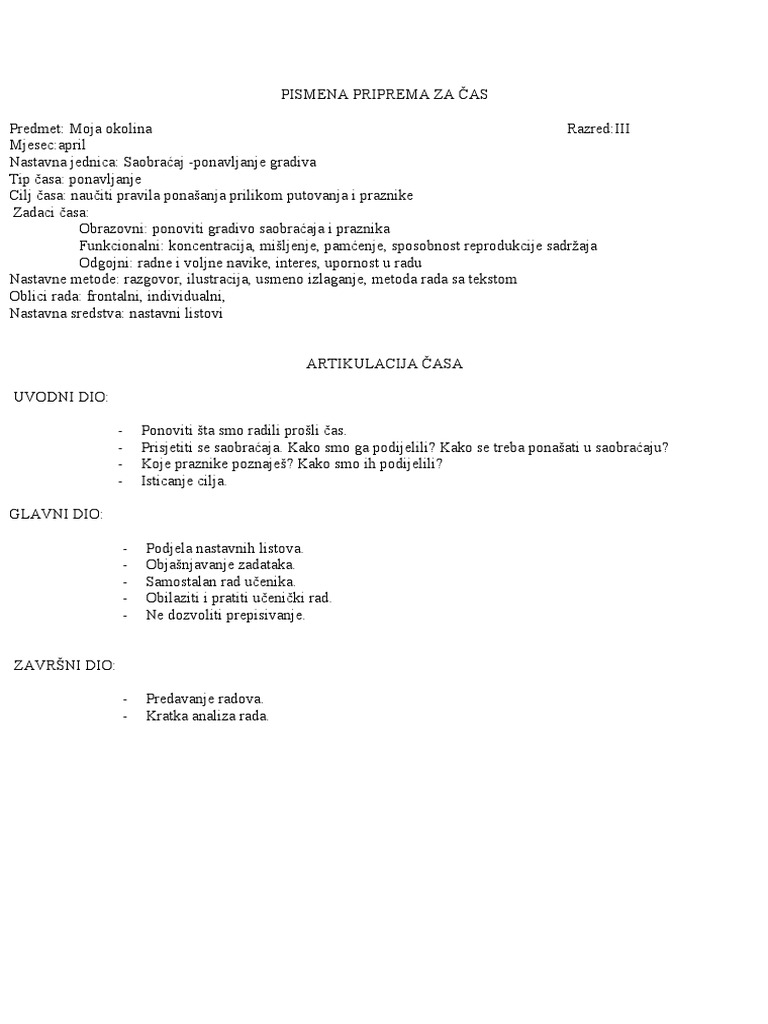 Saobraćaj Ponavljanje Gradiva | PDF