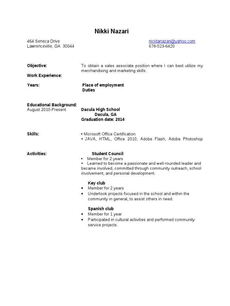 Nikki Nazari's Sales Associate Resume | PDF | Career & Growth | Social Science
