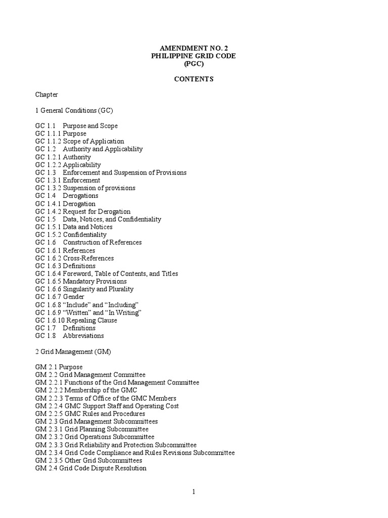 Philippine Grid Code Draft Pgc Amendment No 2 Pdf Electric Power Transmission Electrical Grid