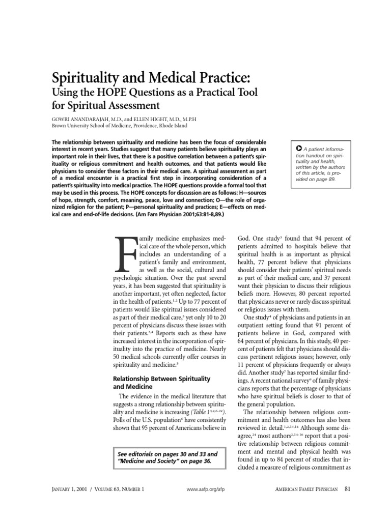 HOPE Questions Spiritual Assessment | Spirituality | Relaxation ...