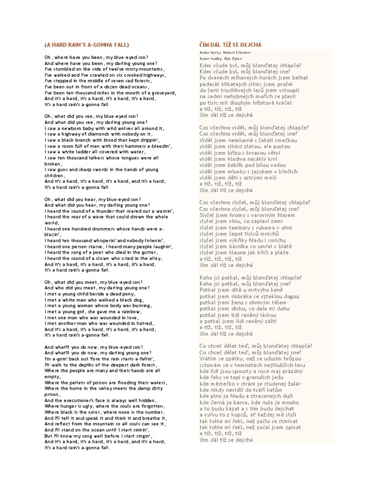 A HARD RAIN S A-Gonna Fall | PDF | Bob Dylan | Works